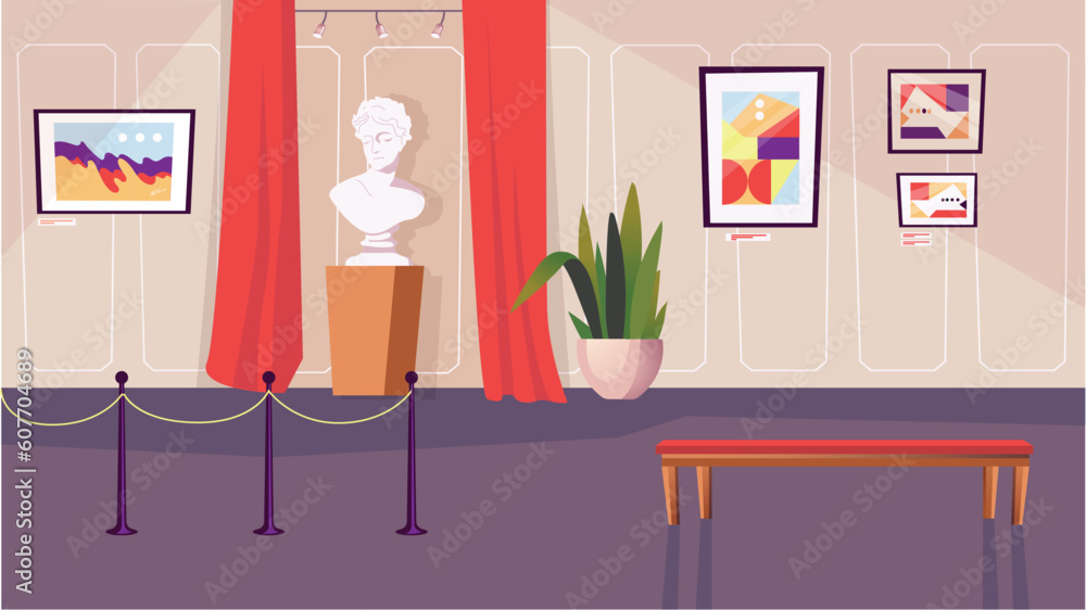 Concept Art gallery. This illustration is a flat, cartoon-style design ...