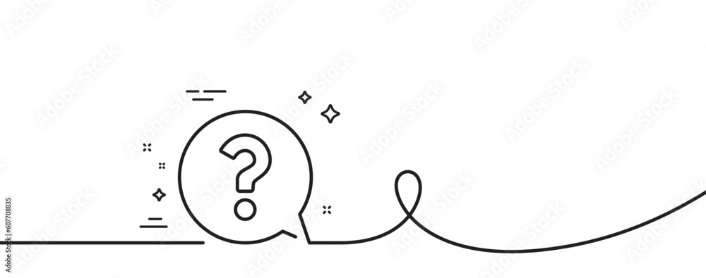 Question mark line icon. Continuous one line with curl. Help speech ...