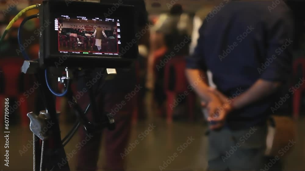 Close up view of film shooting Camera Screen TV Filmmaking scenes Blur ...