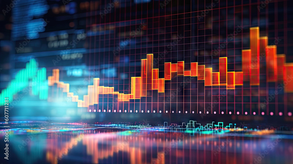 Stock exchange market graph analysis background, business candle stick graph chart of stock ...