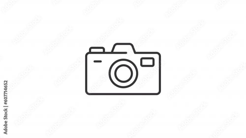 Animated camera flash line icon. Taking photo animation. Camera setting ...