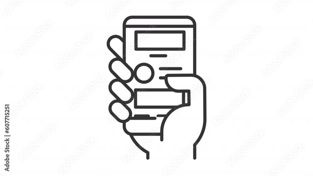 Scrolling website icon animation. Animated line hand holding mobile ...
