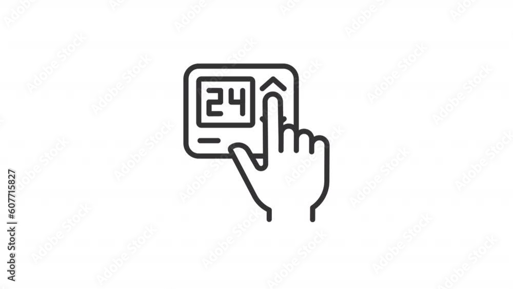 Temperature control icon animation. Animated line hand with thermostat ...