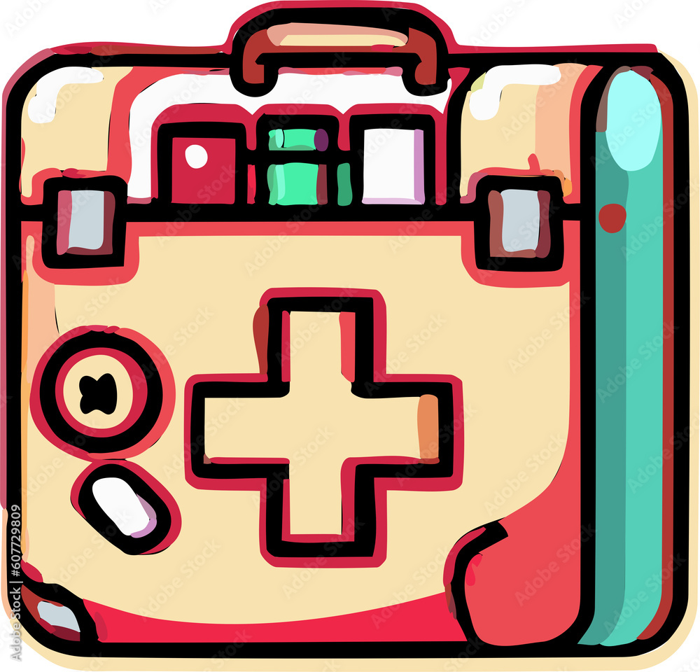 Emergency kit png graphic clipart design Stock Illustration | Adobe Stock