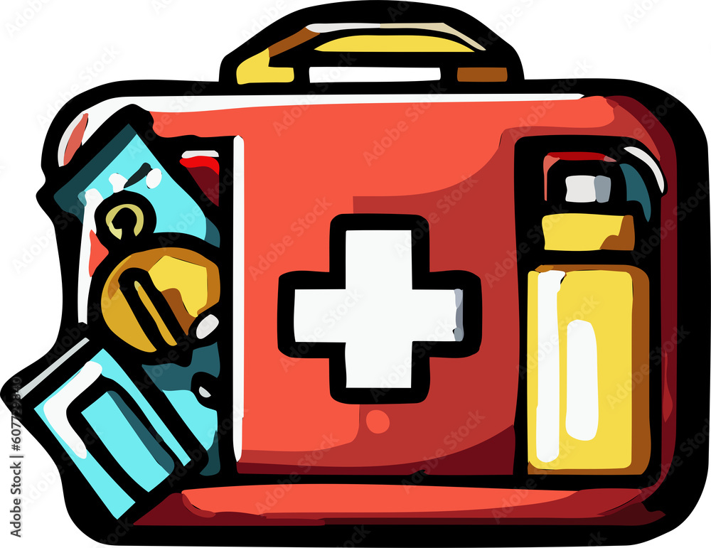 Emergency kit png graphic clipart design Stock Illustration | Adobe Stock