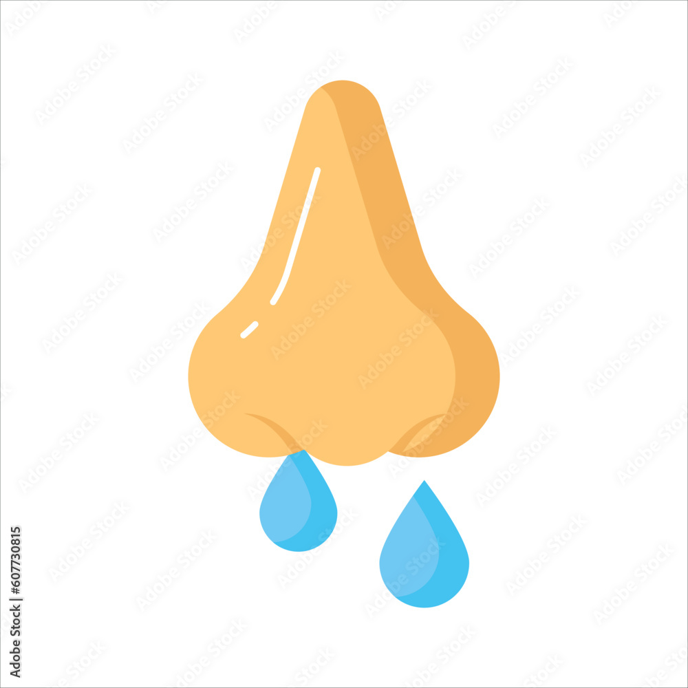 Nose with mucus denoting concept vector of runny nose in edible style ...