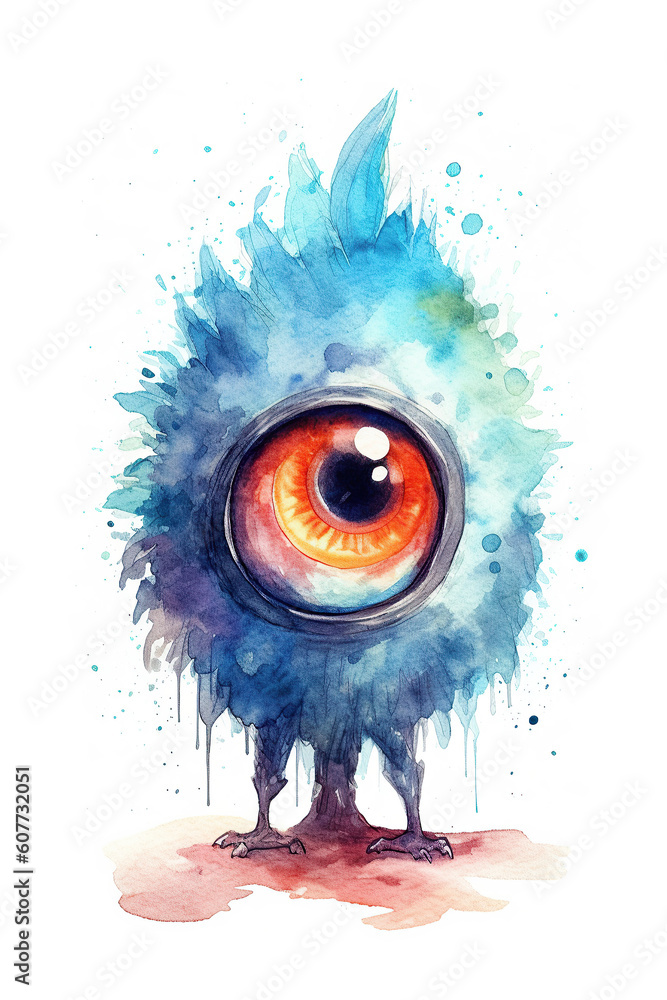 cyclop watercolor clipart cute isolated on white background Stock ...