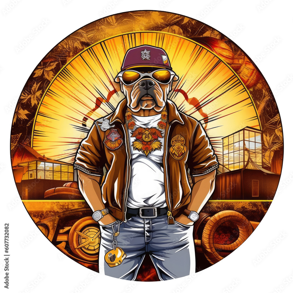 Aviator English Bulldog t-shirt design, an English Bulldog wearing a ...