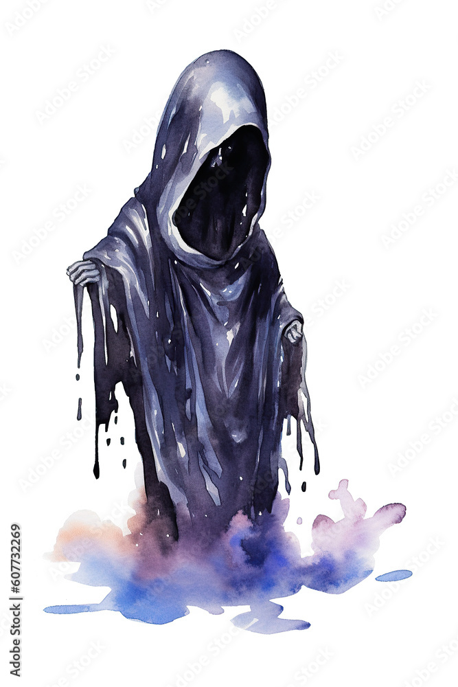 dark banshee watercolor clipart cute isolated on white background Stock ...