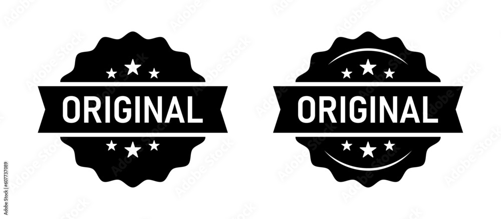 Original icon logo black stamp vector or genuine premium seal label tag ...