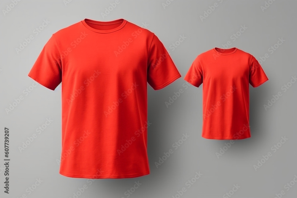 Classic red t-shirt mockup, front and back view, isolated Plain design ...