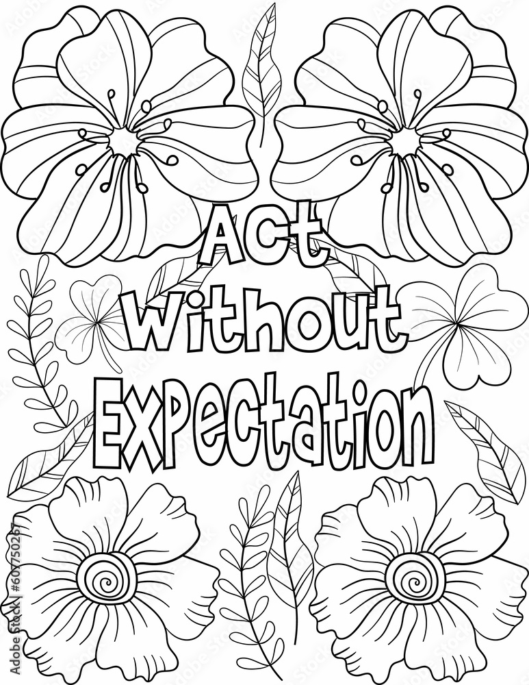 Positive affirmation floral coloring page with a set of flowers and ...