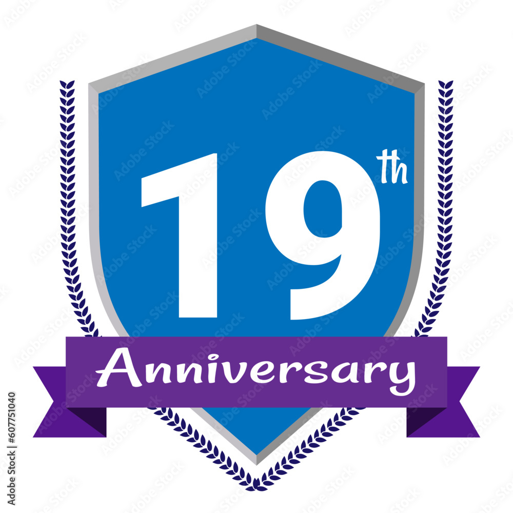 19th Anniversary. Anniversary sign collection isolated on white ...