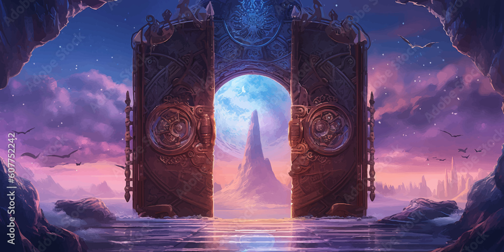 Magic Gate. Mysterious Entrance portal to Fantasy world. Ancient ruins ...