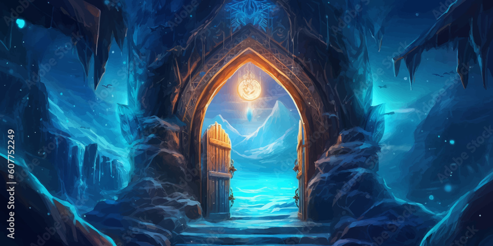 Magic Gate. Mysterious Entrance portal to Fantasy world. Ancient ruins ...