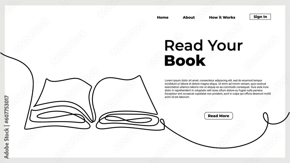 Continuous line drawing open book with flying pages. illustration ...