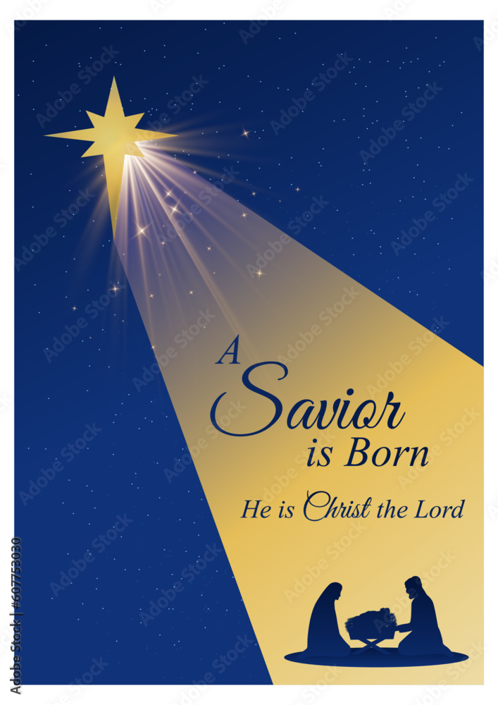 A Savior is Born Christmas Poster, Lord Jesu Christ Birth Poster Vector ...