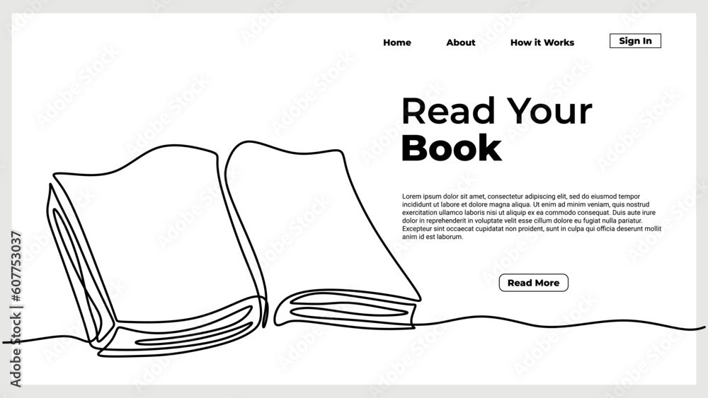 Continuous line drawing open book with flying pages. illustration ... Continuous line drawing open book with flying pages. illustration ...