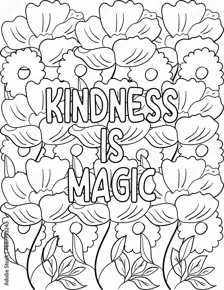 Positive affirmation floral coloring page with a set of flowers and ...