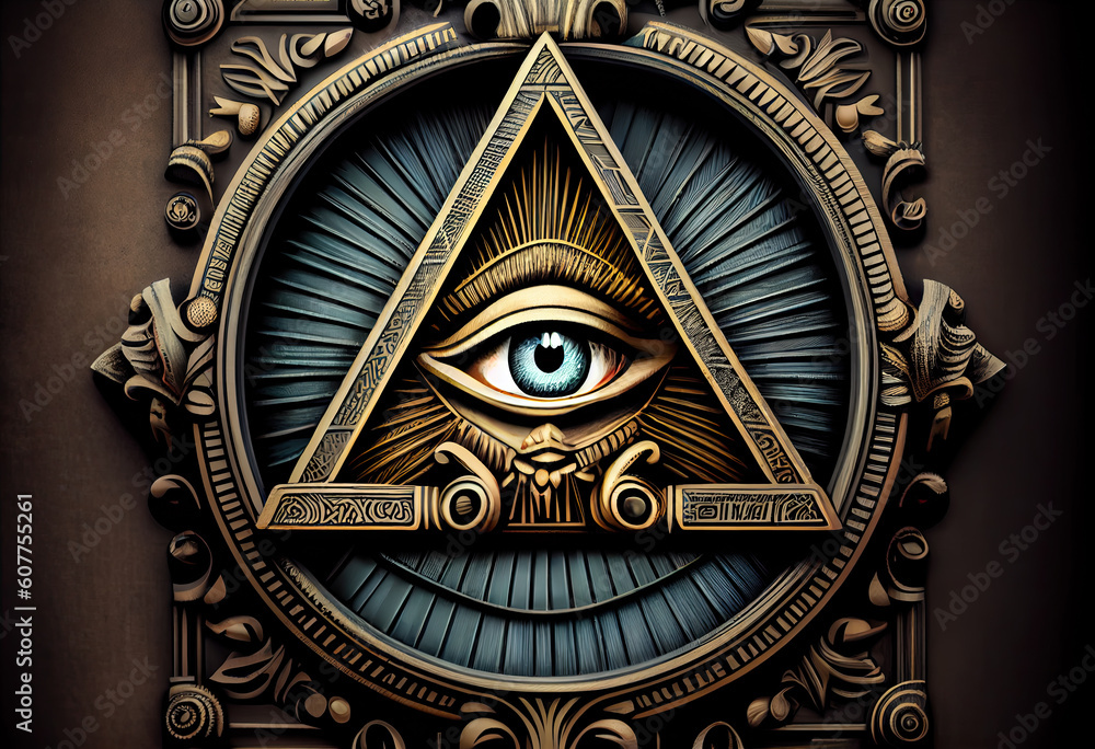 red rimmed Eye of Providence, All-Seeing Eye of God in triangle ...