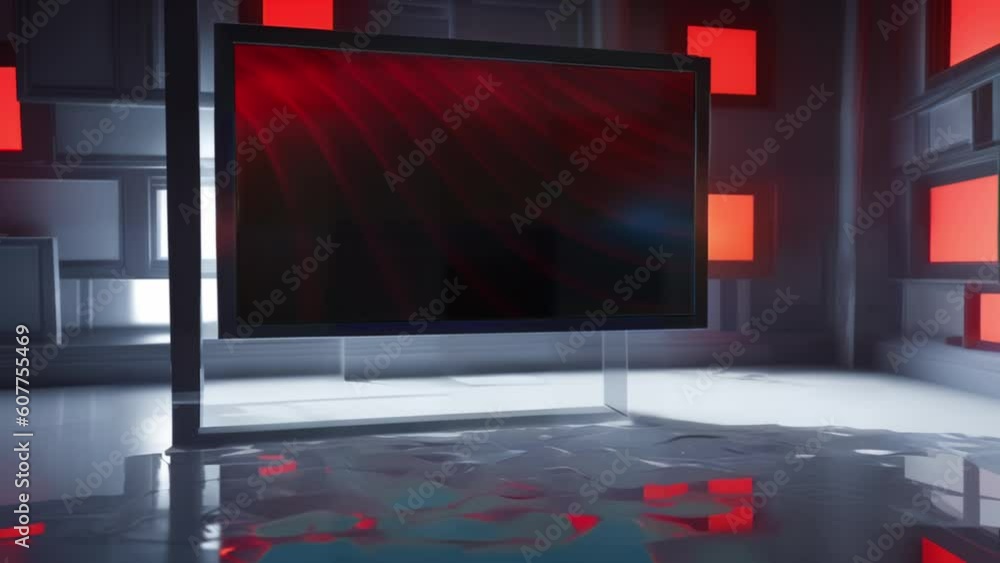 Vidéo Stock Innovative News Studio Display: 3D Virtual Set Background ...