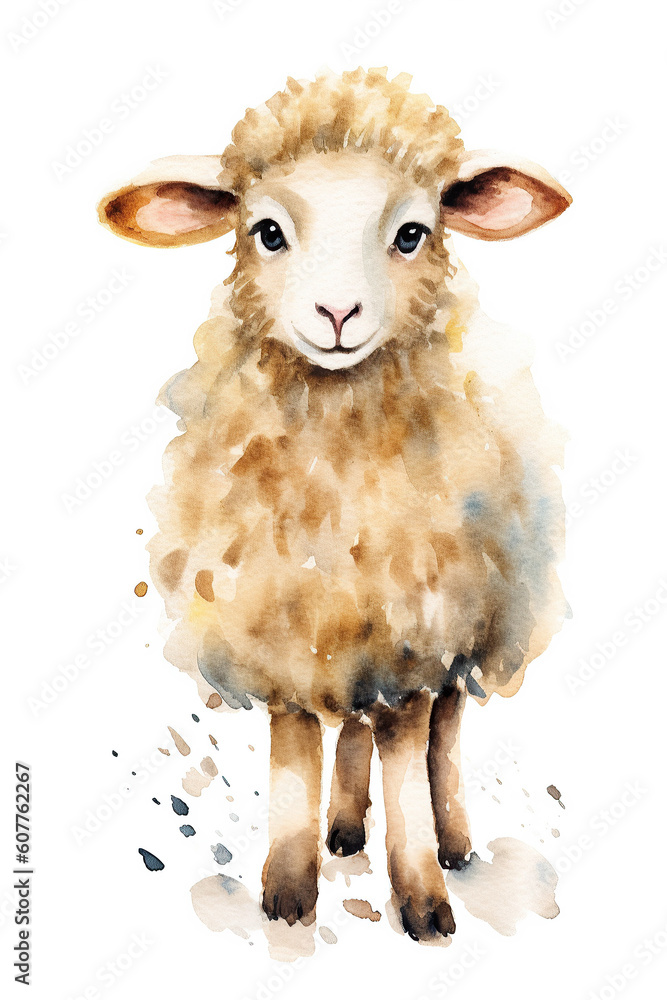 sheep watercolor clipart cute isolated on white background Stock ...