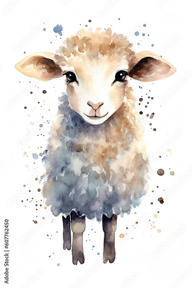 sheep watercolor clipart cute isolated on white background Stock ...