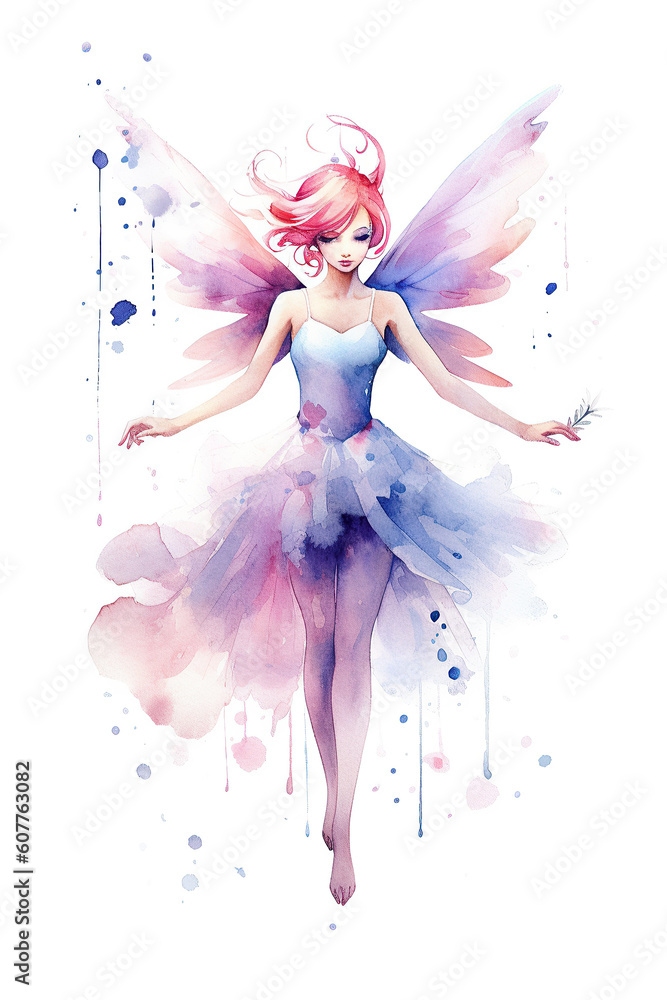 sylph fairy dancing watercolor clipart cute isolated on white ...