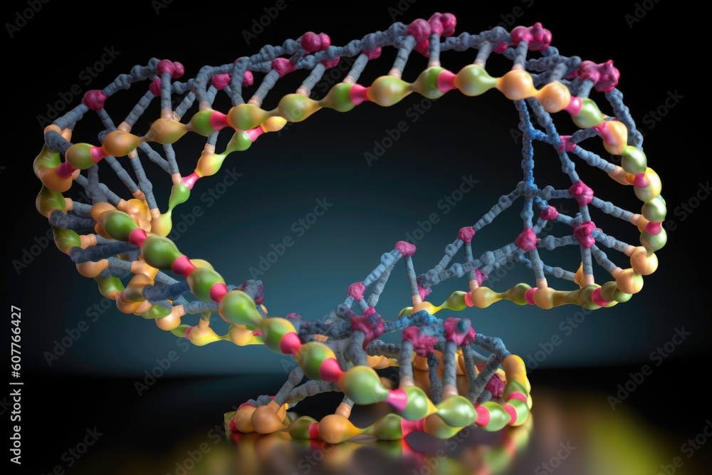 molecular structure of dna double helix, with paired bases and ...
