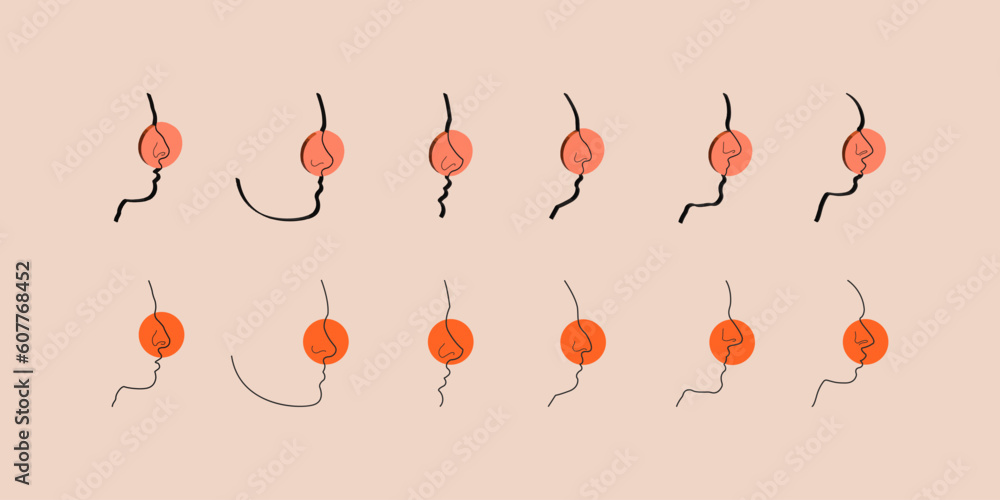 Big set of various types of noses and 3d. Different nose gesture ...