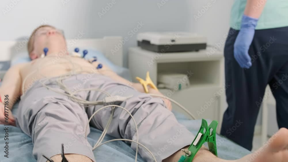 Cardiac examination in a hospital with a professional cardiograph. The ...