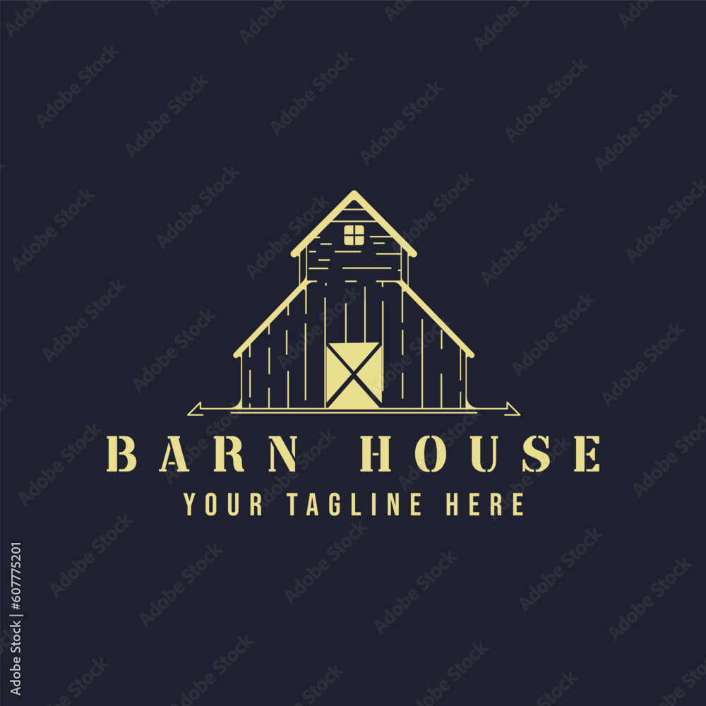 barn house logo line art vintage vector illustration template graphic ...