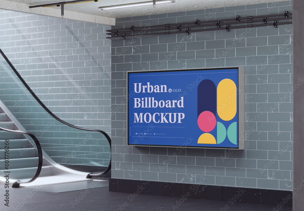 Subway Billboard Advertisement Scene Mockup Stock Template | Adobe Stock