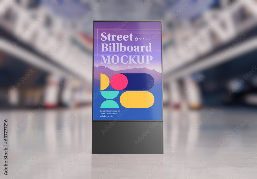Indoor Mall Billboard Advertisement Scene Mockup Stock Template | Adobe ...