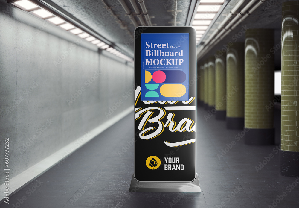 Subway Billboard Advertisement Scene Mockup Stock Template | Adobe Stock