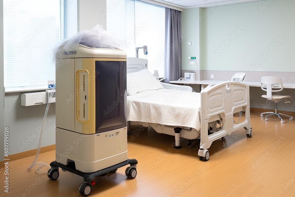 air purifier in a hospital setting, providing clean air for patients ...