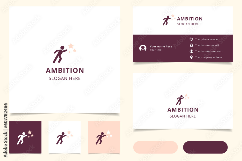 Ambition logo design with editable slogan. Branding book and business ...