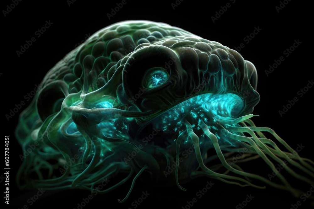 alien life form, with its bioluminescent skin and surroundings ...