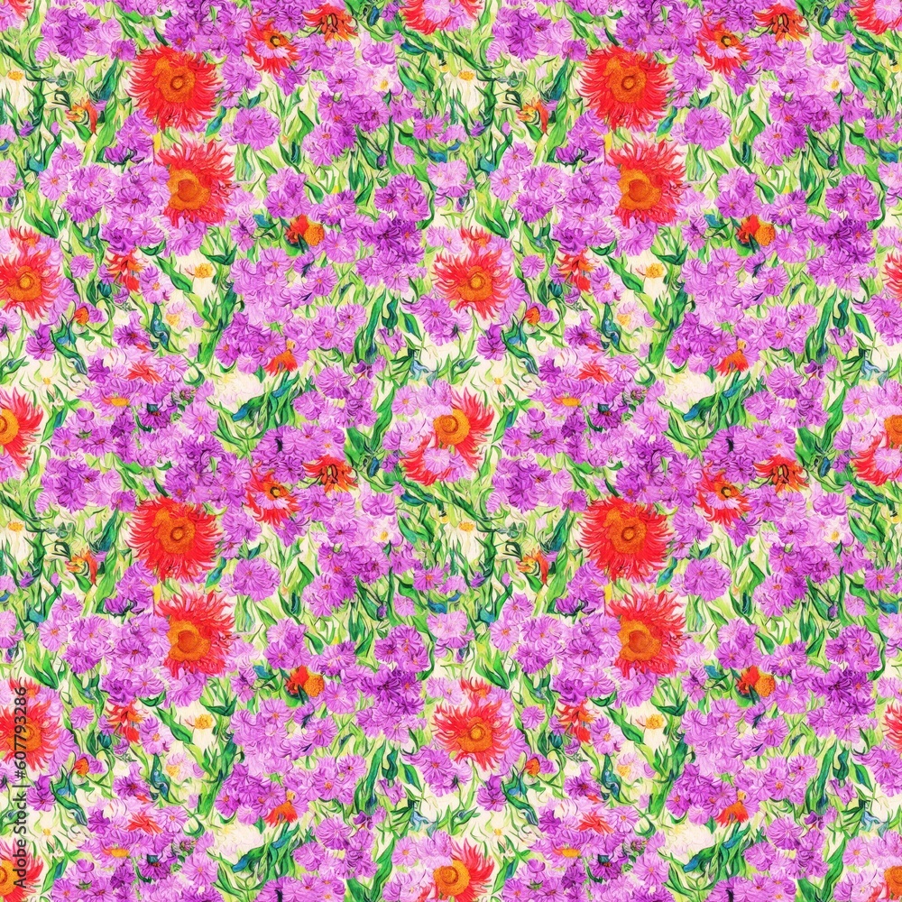 Seamless floral pattern, tileable, Generative AI Stock Illustration ...