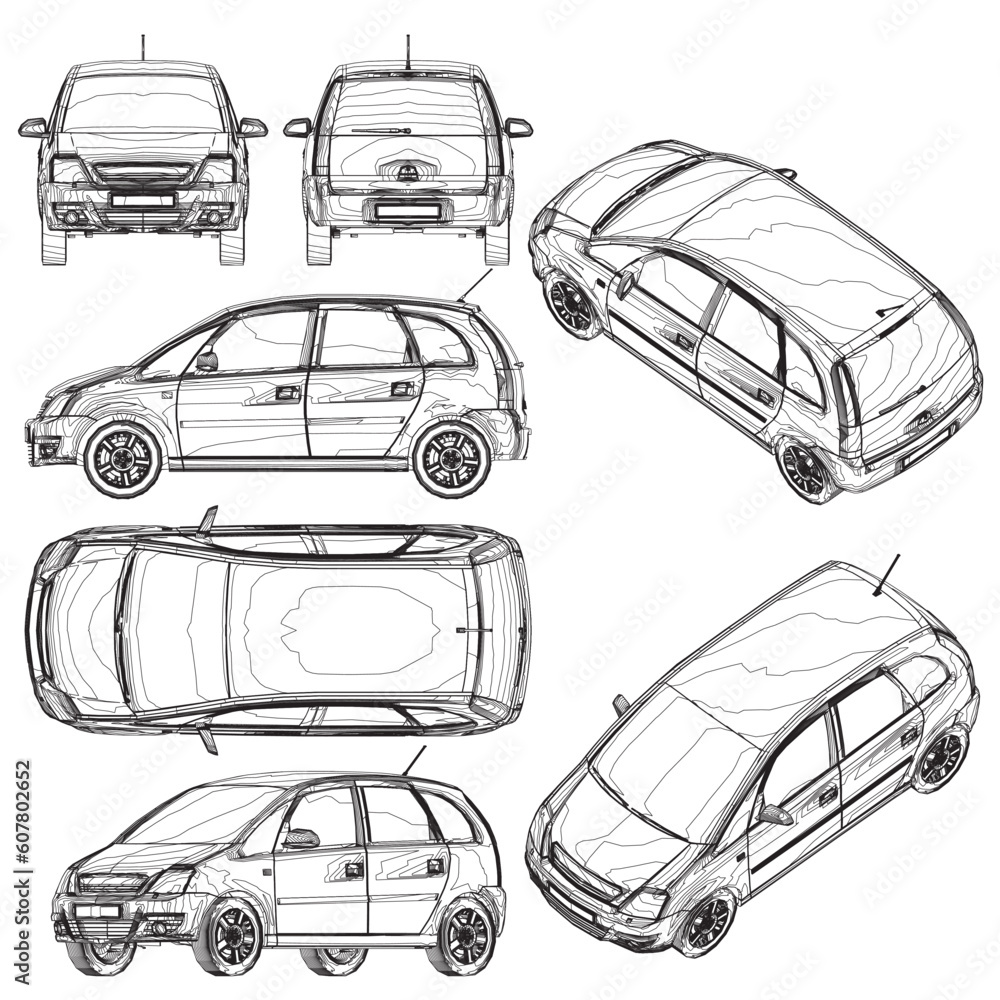 Blank compact car template for branding or advertising. Car outline on ...