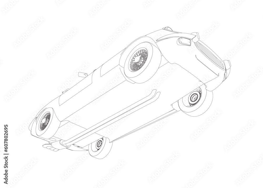 Luxury convertible car. Coloring pages for adults drawing. Line art ...