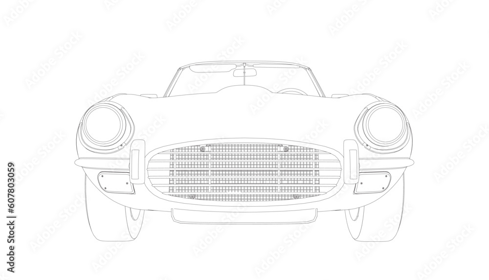 Luxury convertible car. Coloring pages for adults drawing. Line art ...