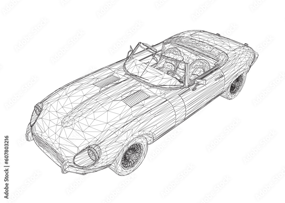 Luxury convertible car. Coloring pages for adults drawing. Line art ...