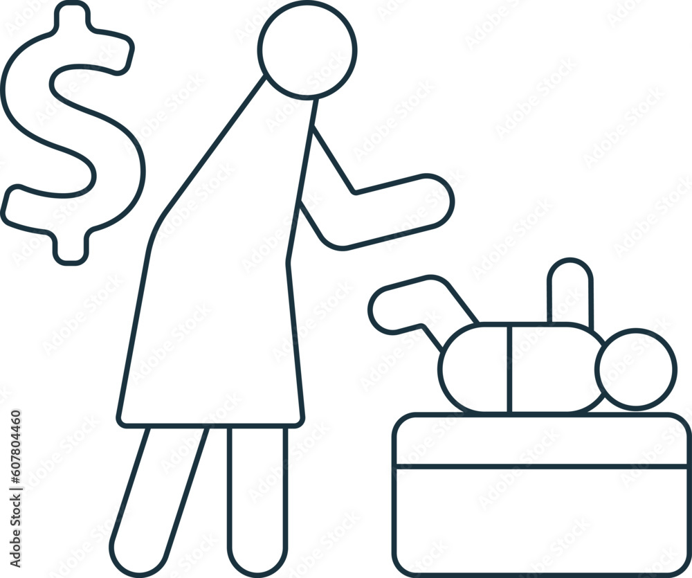 Paid parental leave icon. Monochrome simple sign from employee benefits ...