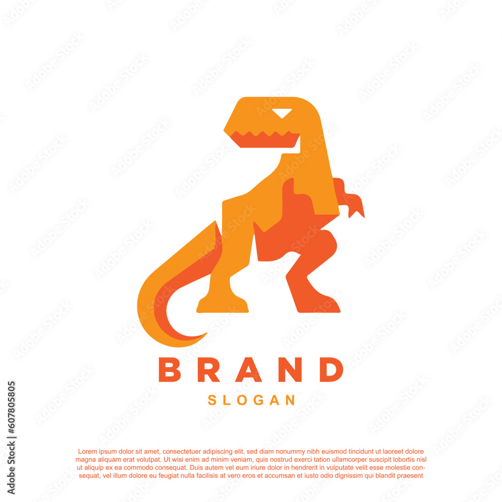 Vetor de Geometric modern T-rex logo design vector for your brand or ...