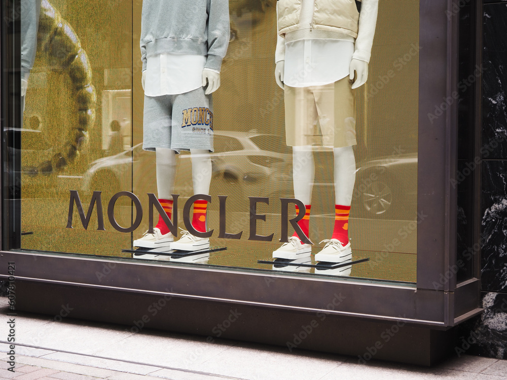 TOKYO, JAPAN - May 28, 2023: Moncler store window display in Tokyo's ...