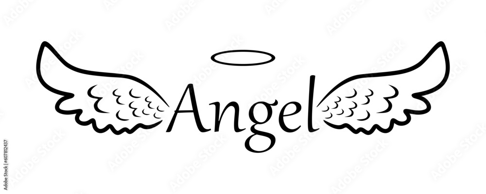 Wings of the angel icon. Religious calligraphy text symbol of ...