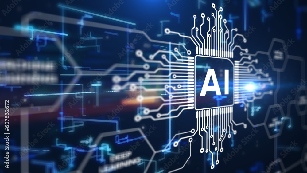 Technology digital of AI CPU research, learning, cyber development ...