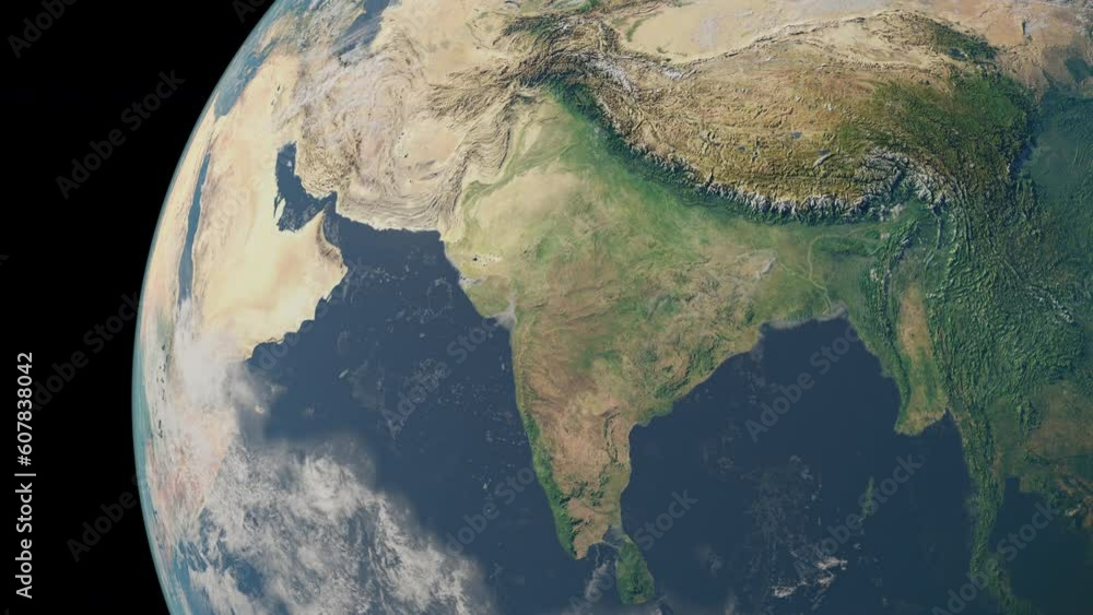 India map, zooming in from the space through a 4K photo real animated ...