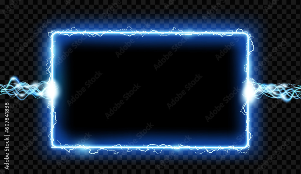Frame with electric discharges and lightning. Banner template isolated ...